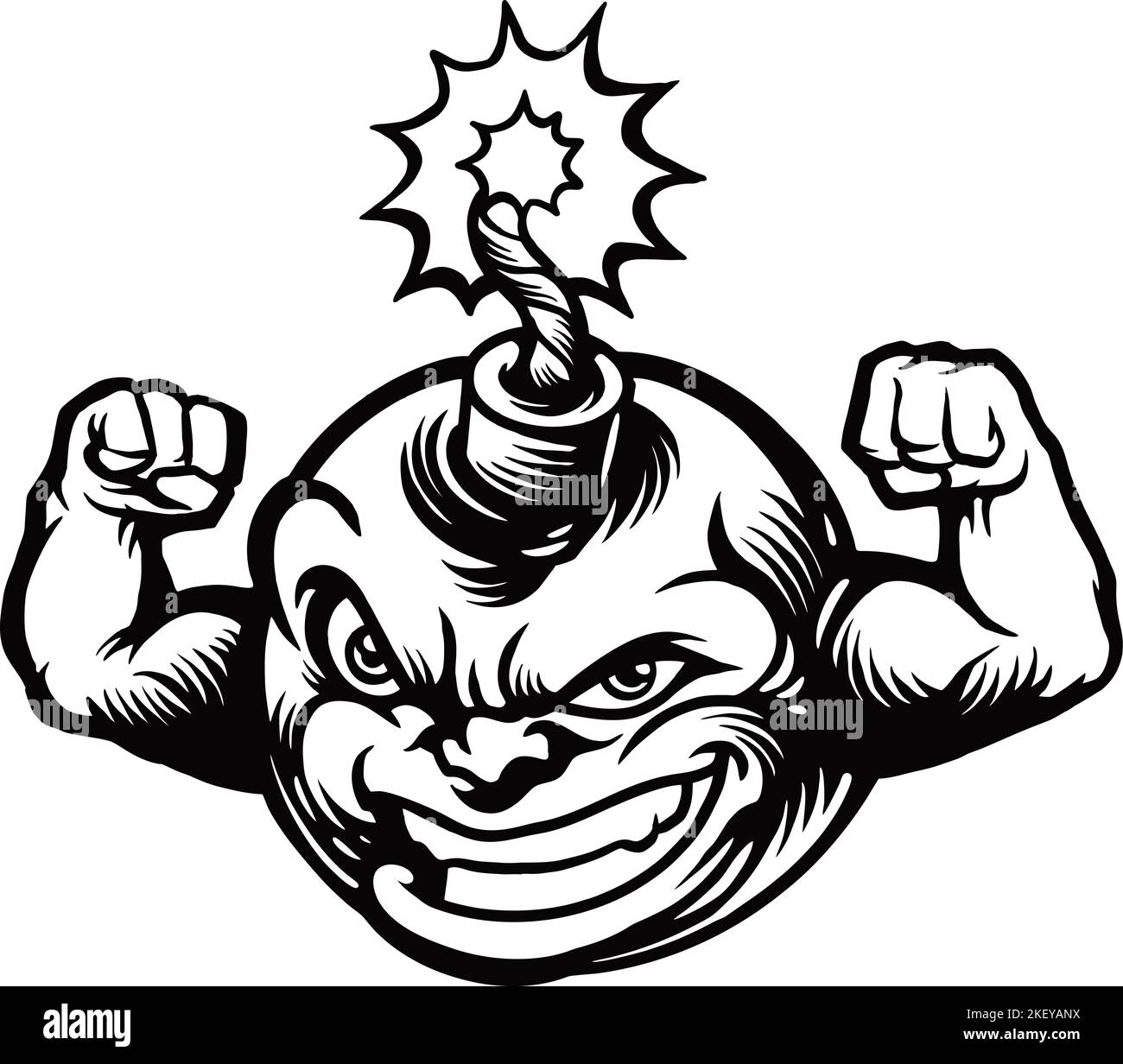 Bomb emoticon cartoon illustration Black and White Stock Photos ...