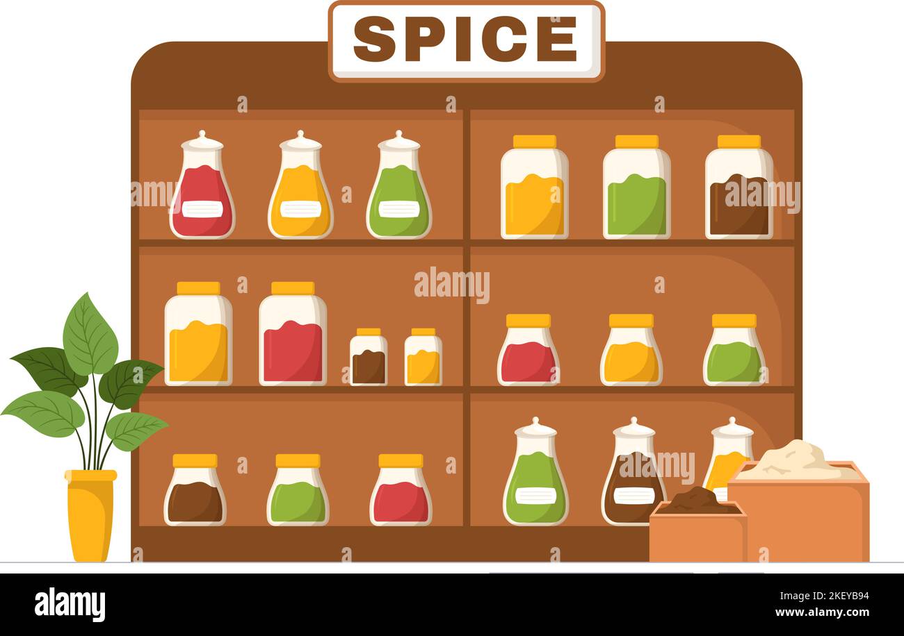 Spice Shop with Different Hot Spices, Condiment, Exotic Fresh Seasoning ...