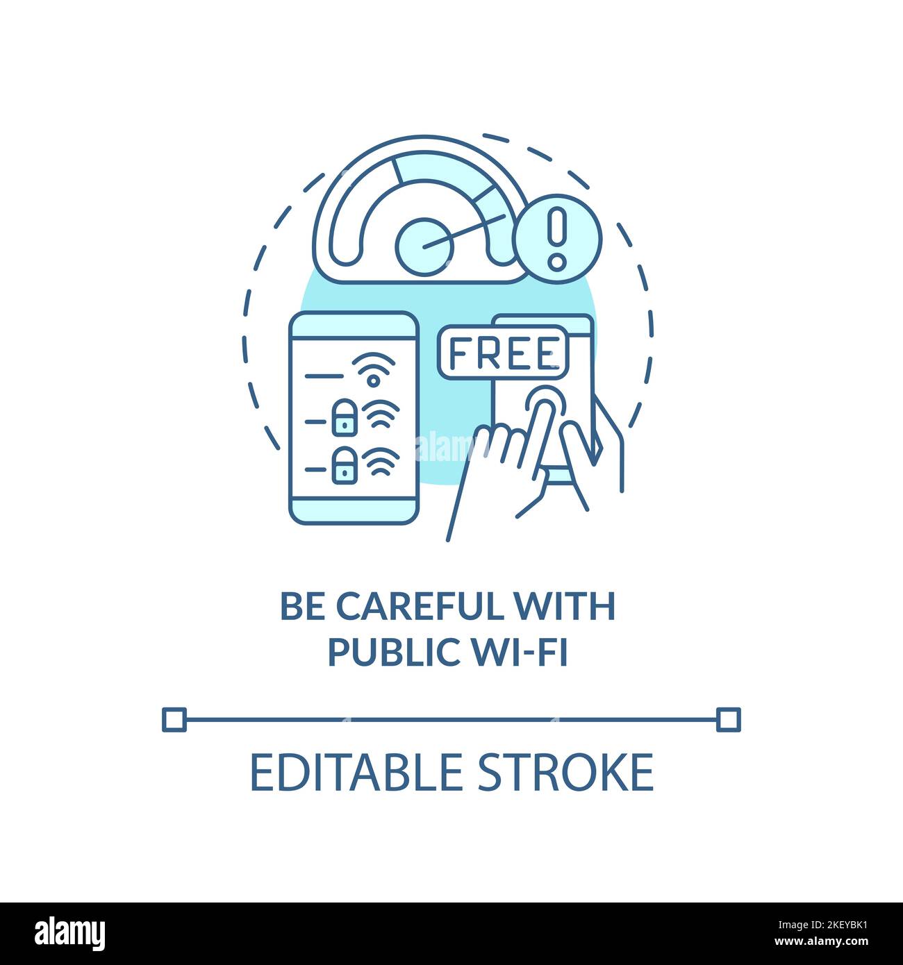 Be careful with public network turquoise concept icon Stock Vector ...