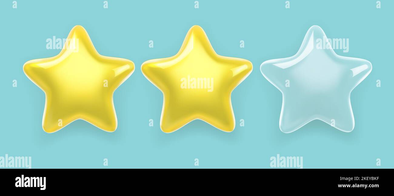 Three realistic glass rating stars filling with gold Stock Vector Image ...