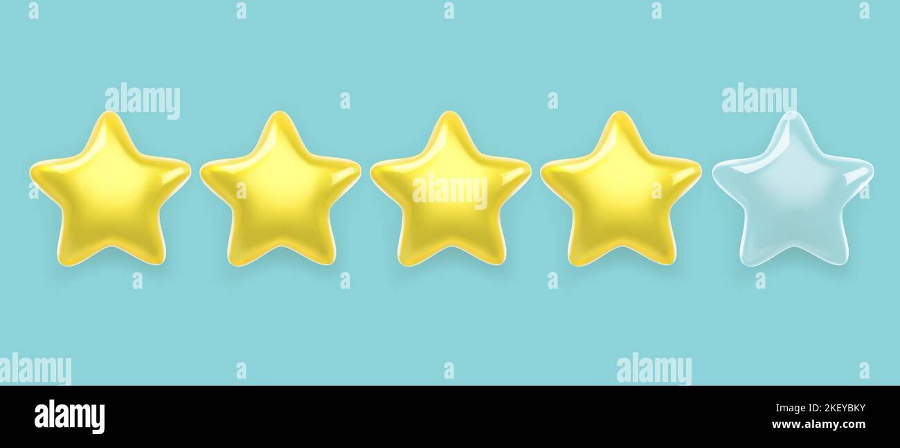 Five realistic glass rating stars filled with gold Stock Vector Image ...