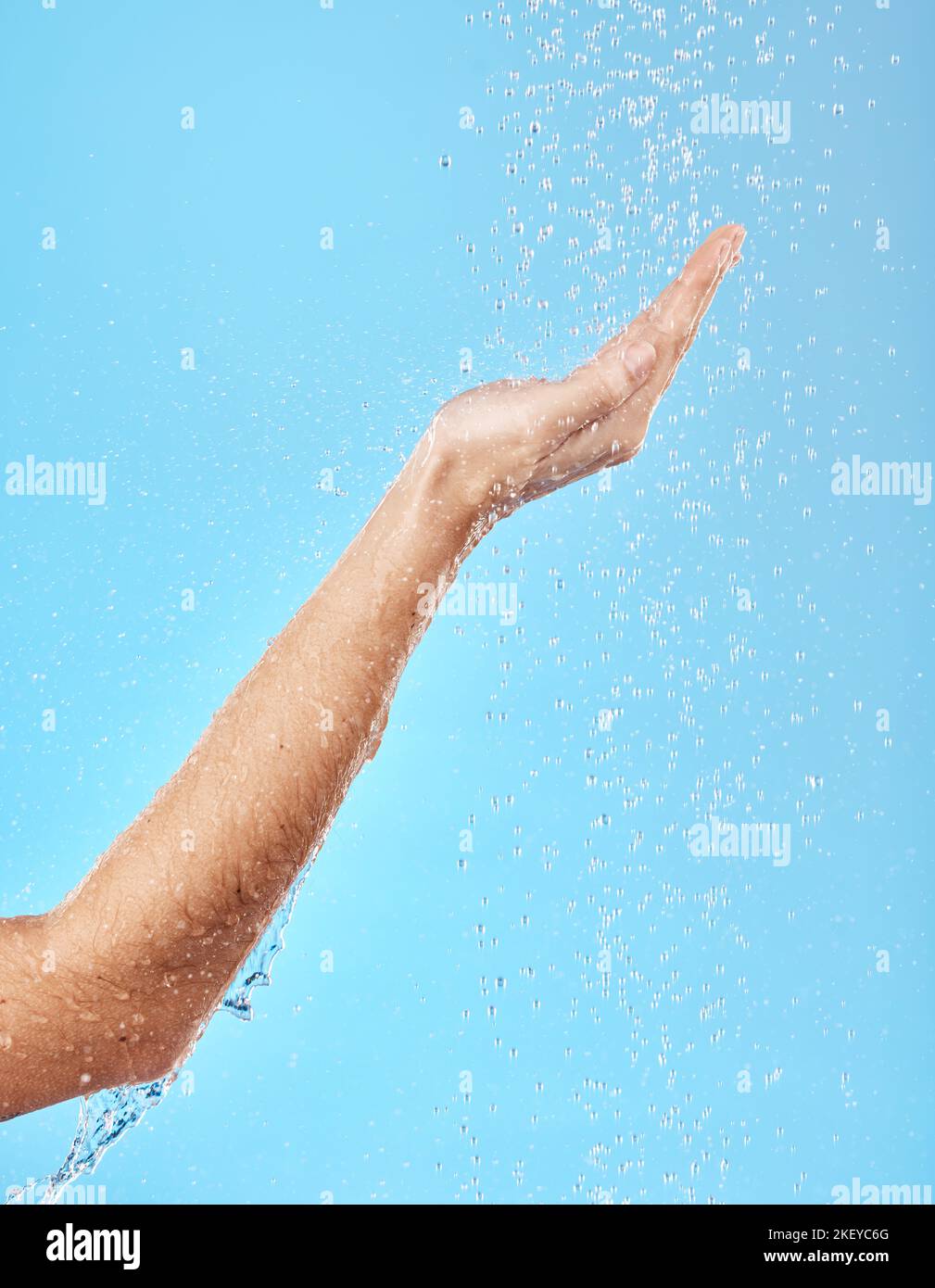 Hand, shower and water for skincare hygiene, wash or dermatology ...