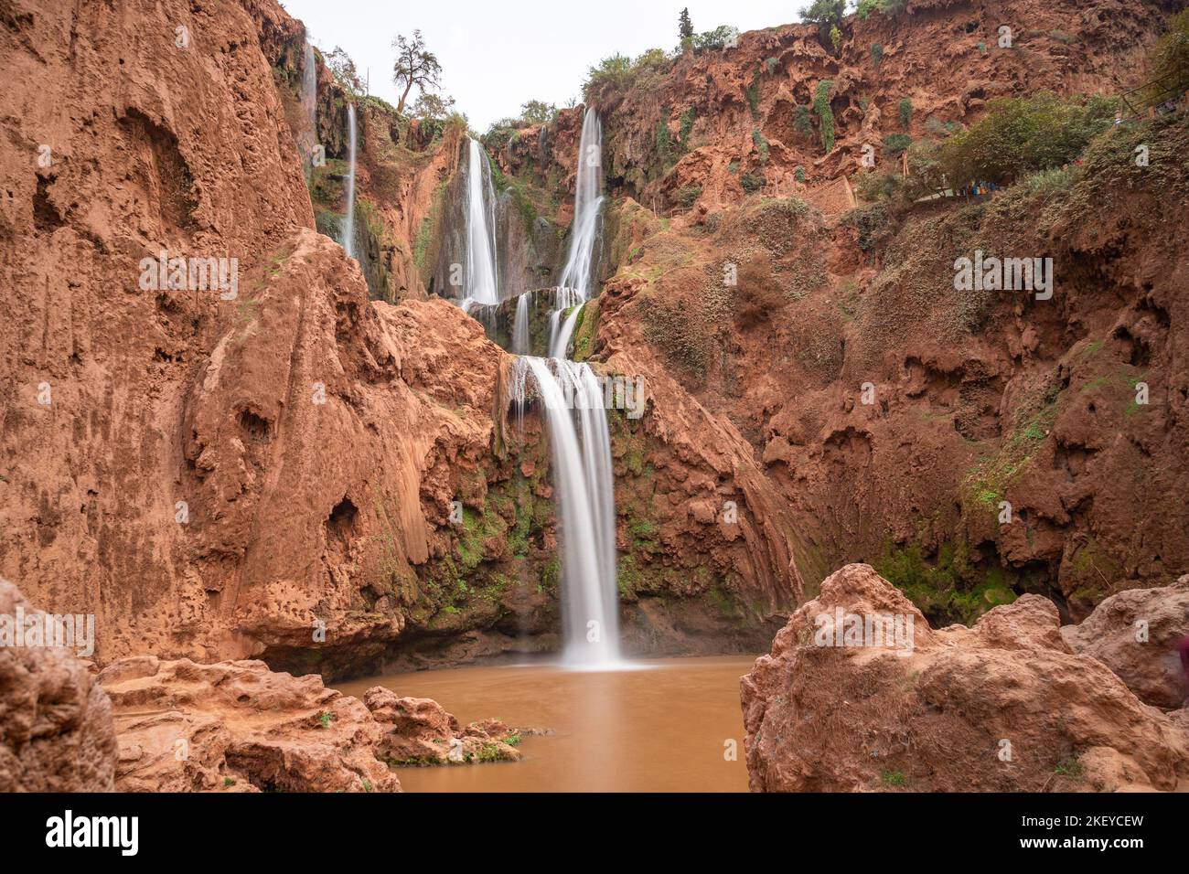 A close perspective of the Ouzoud Waterfalls in Morocco. Showing the ...