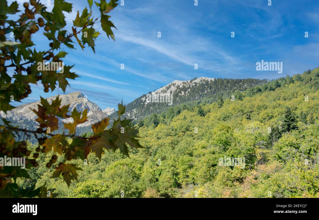 Landscape view on Lake Doxa i in Ancient Feneos of Corinth . Greece ...