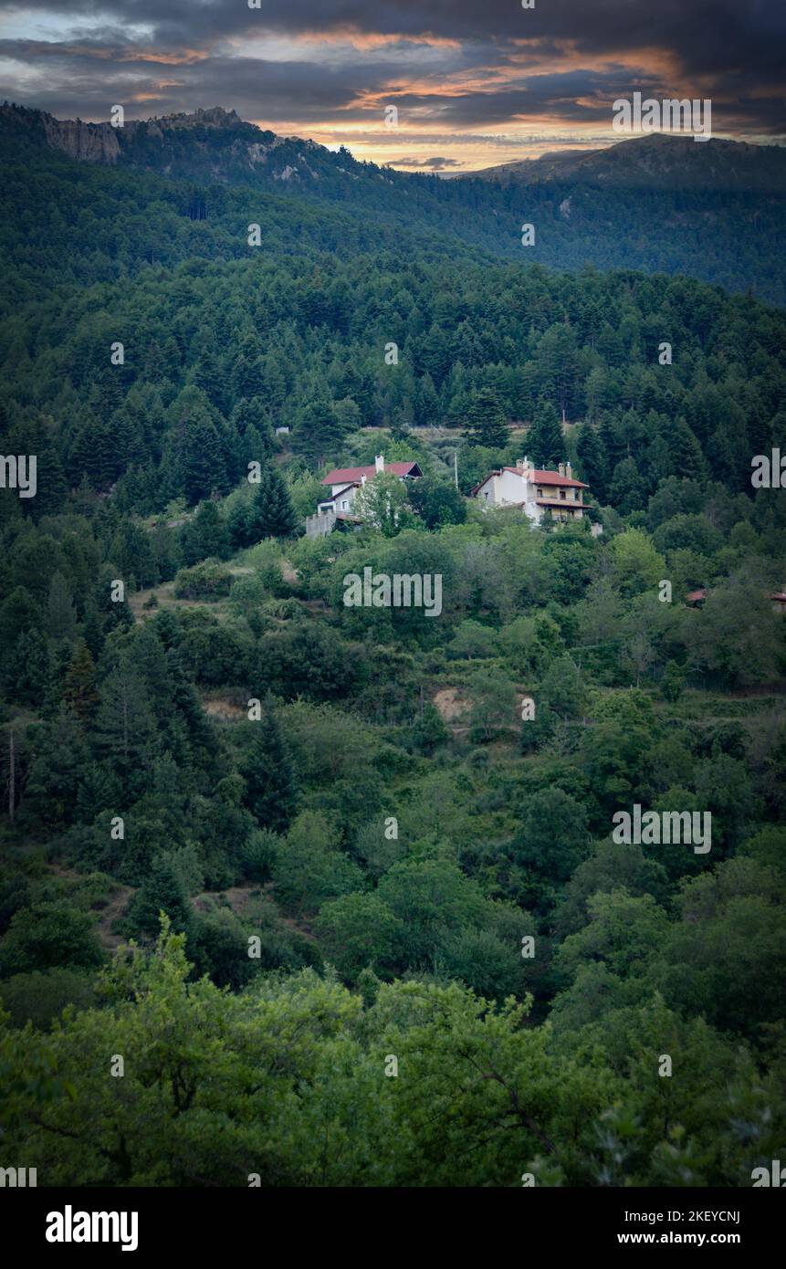houses in Zarouhla village. Acahia, Greece. Greek landscapes Stock ...