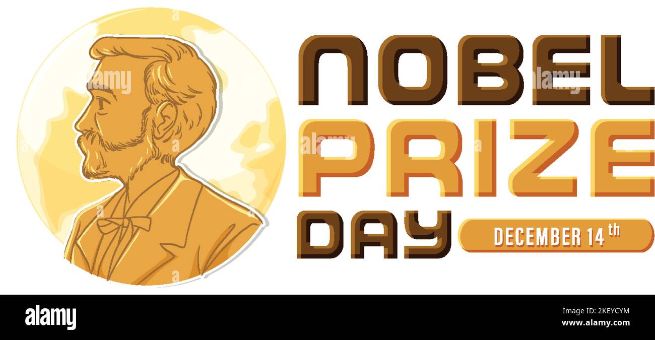 Nobel Prize Day text for banner or poster design illustration Stock ...
