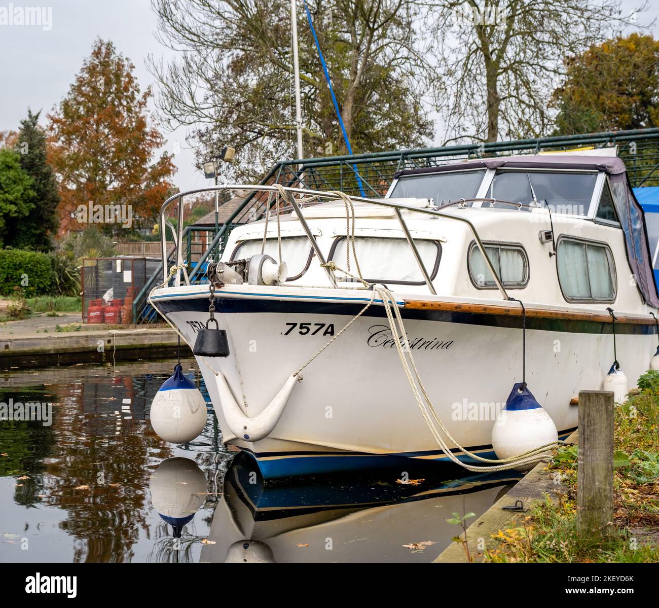 Horning, Norfolk, UK - 13 November 2022. Front on view of a vacation ...