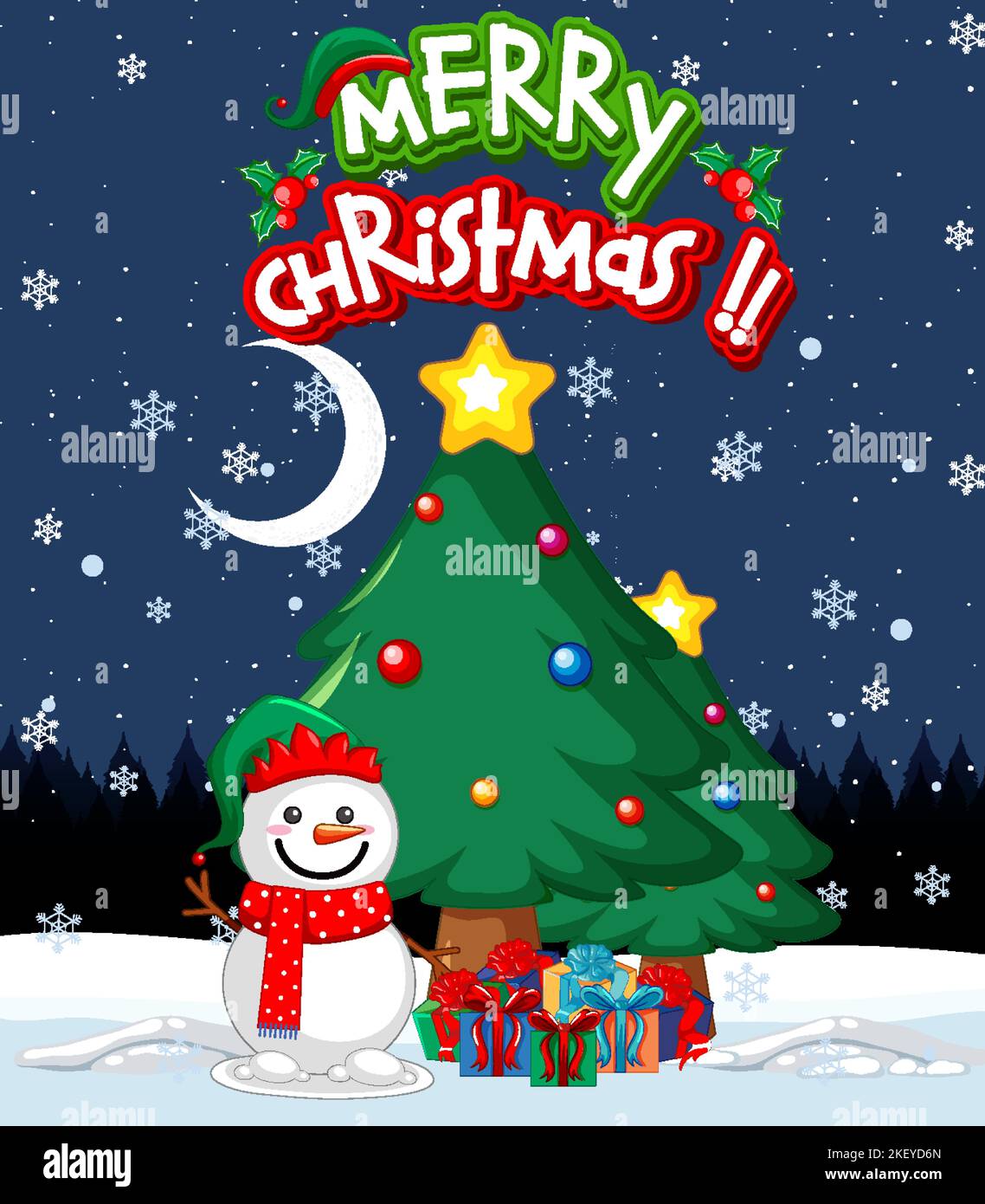 Christmas night poster design illustration Stock Vector Image & Art - Alamy