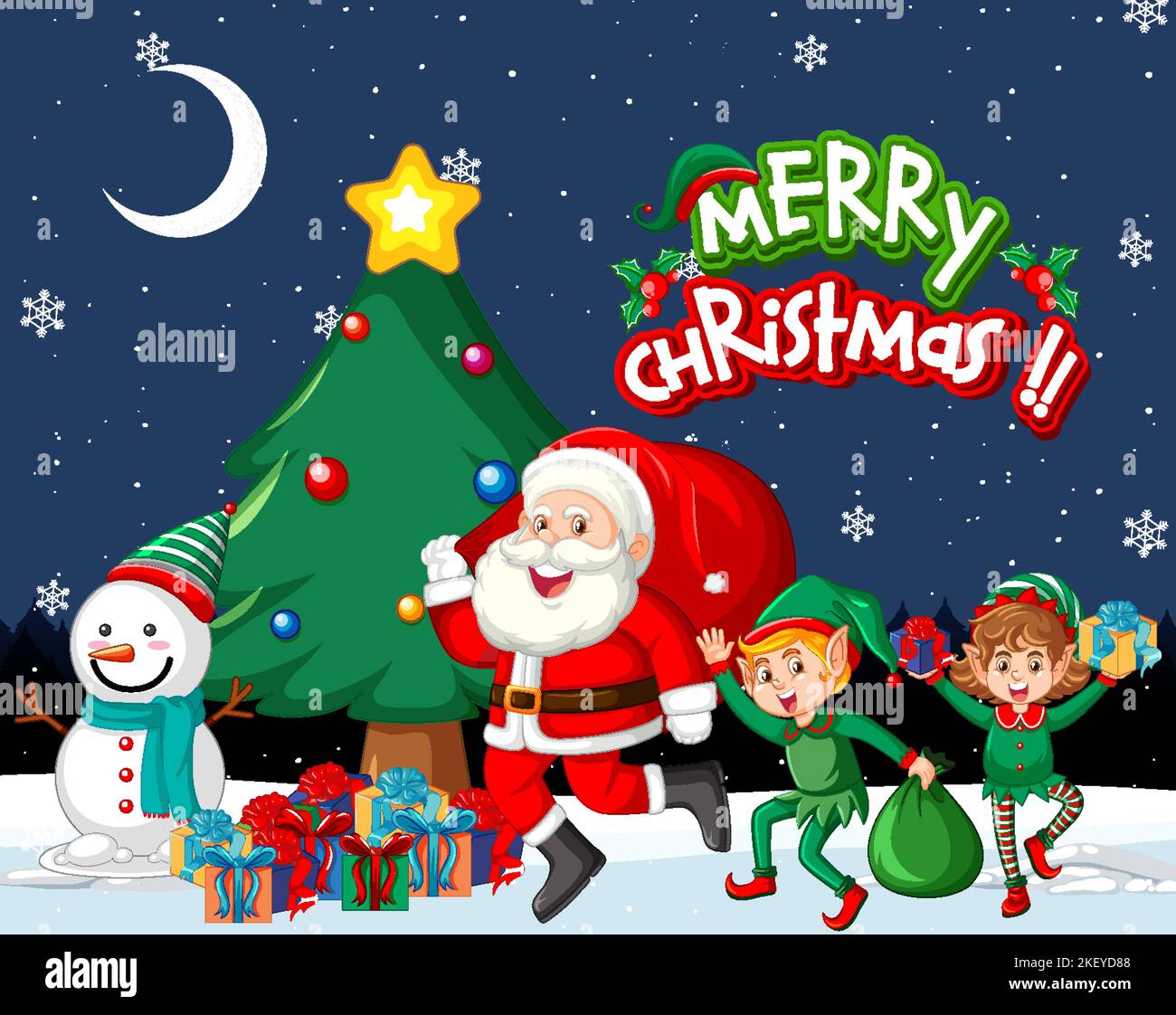 Christmas night poster design illustration Stock Vector Image & Art - Alamy