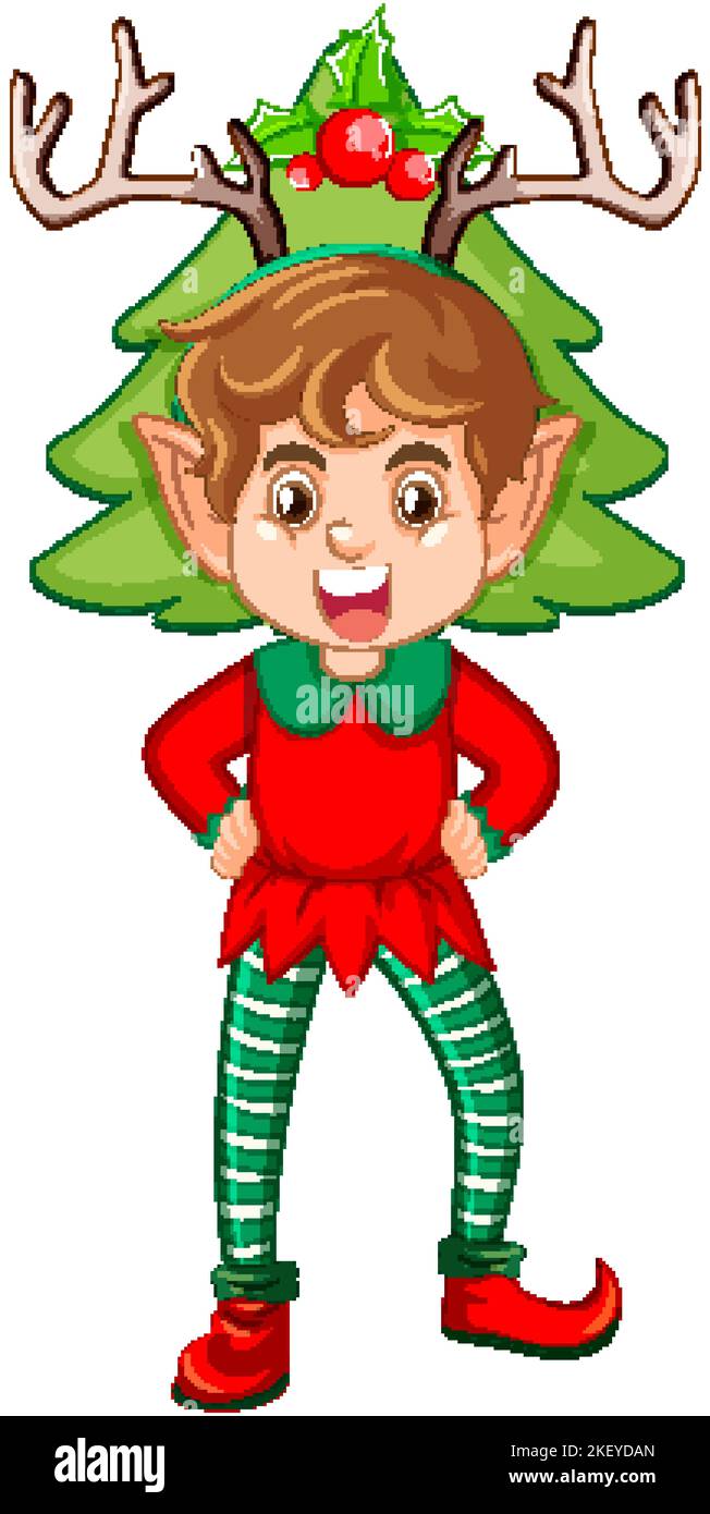 Christmas elf wearing deer horns illustration Stock Vector Image & Art ...