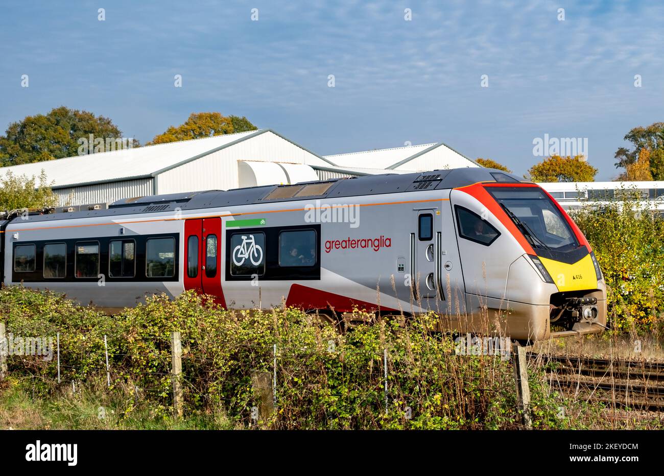 Wroxham, Norfolk, UK - 13 November 2022. Greater Anglia passenger train ...