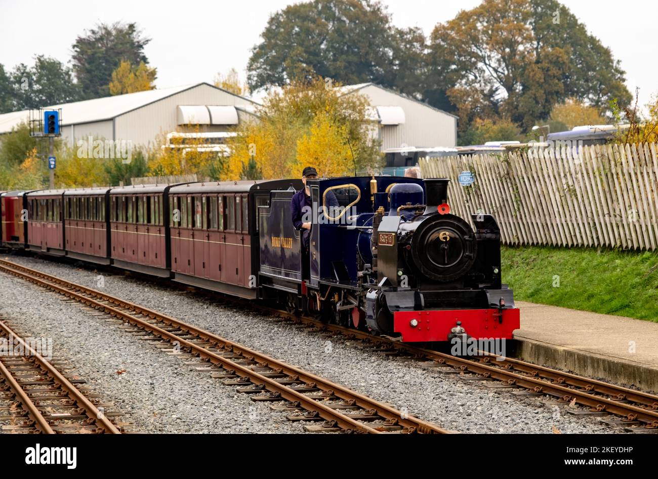 Wroxham, Norfolk, UK - 13 November 2022. Steam train on the Bure Valley ...