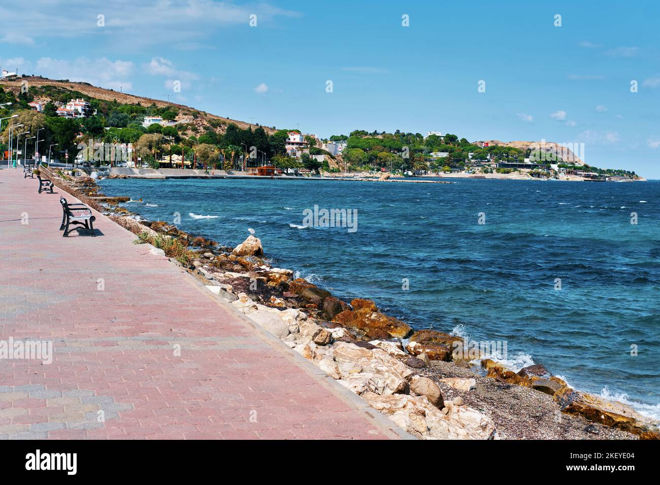 Coastline and sea at Iskele region in Urla, Izmir, Turkey Stock Photo ...