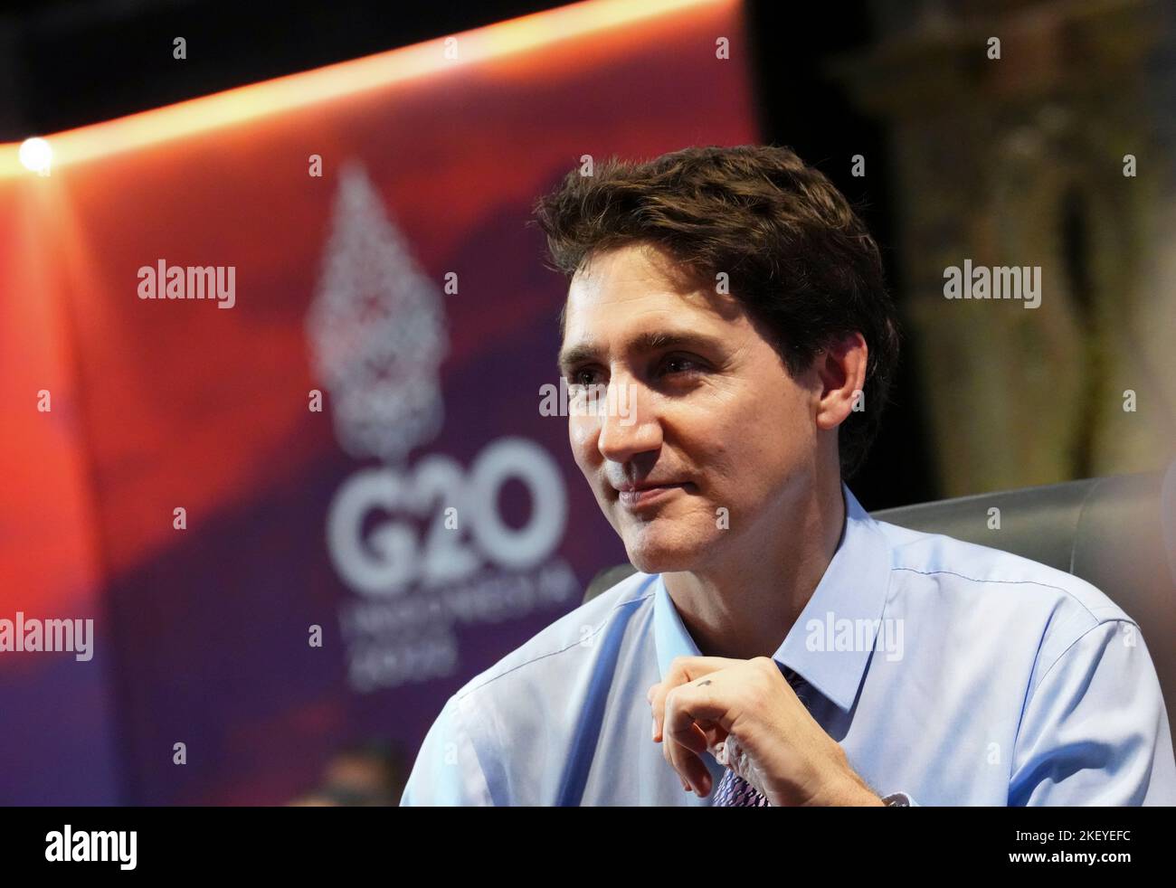 Prime Minister Justin Trudeau takes part in the second working session ...