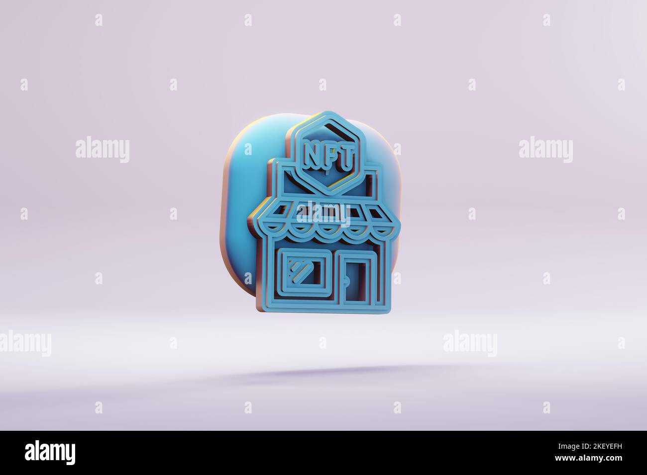 Beautiful illustrations abstract blue NFT store symbol icon on a bright ...