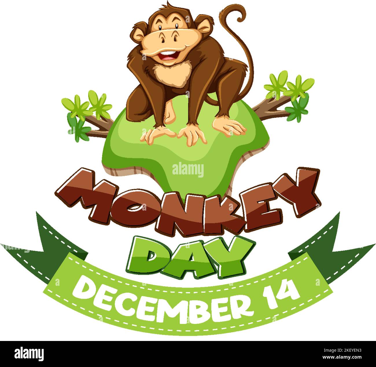 Monkey day text for banner or poster design illustration Stock Vector ...
