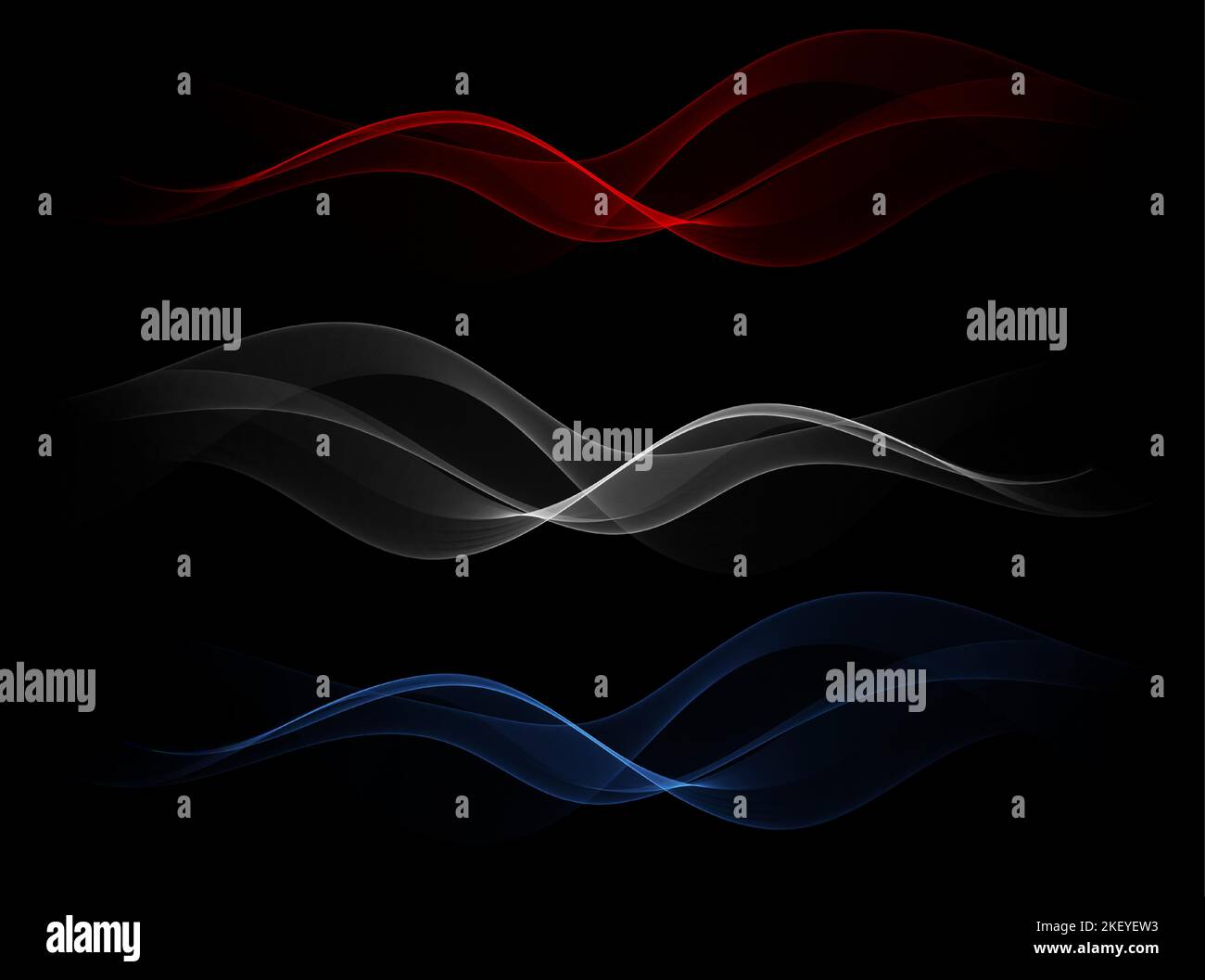 Smooth flow transparent wave smoky wave set. Set of transparent abstract waves Stock Vector ...