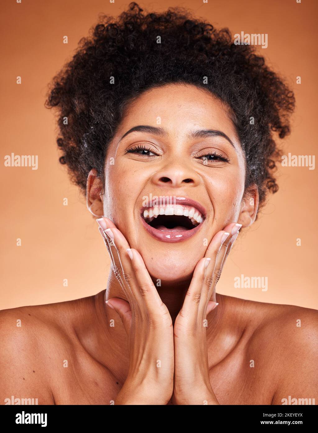Black Woman Beauty And Satisfaction In Joy For Skincare Makeup Or