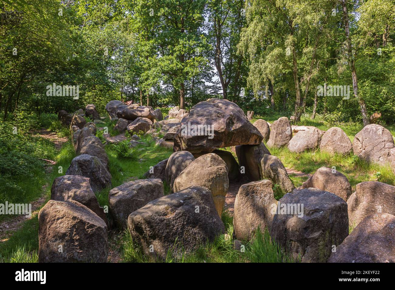 Longitudinal view of Dolmen 25a-c known as the Kleinenkneter Stones in ...
