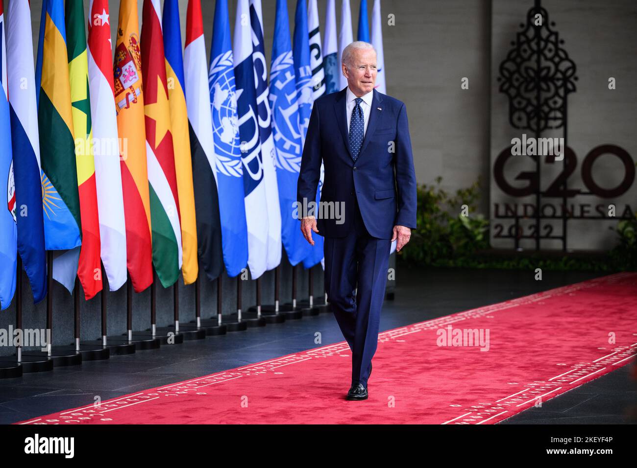 US President Joe Biden arrives at the formal welcome ceremony to mark ...