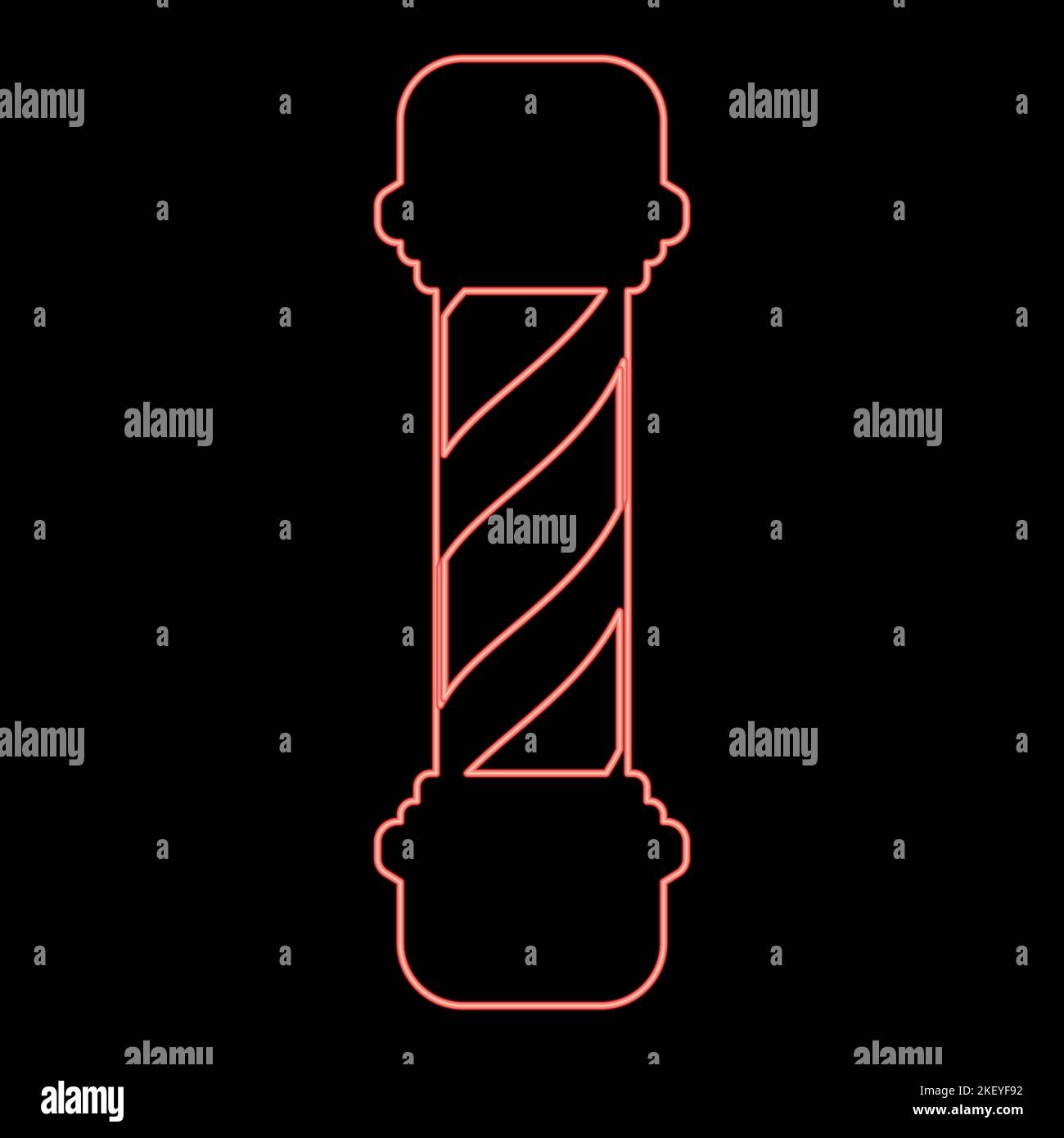 Neon barber shop pole red color vector illustration image flat style ...