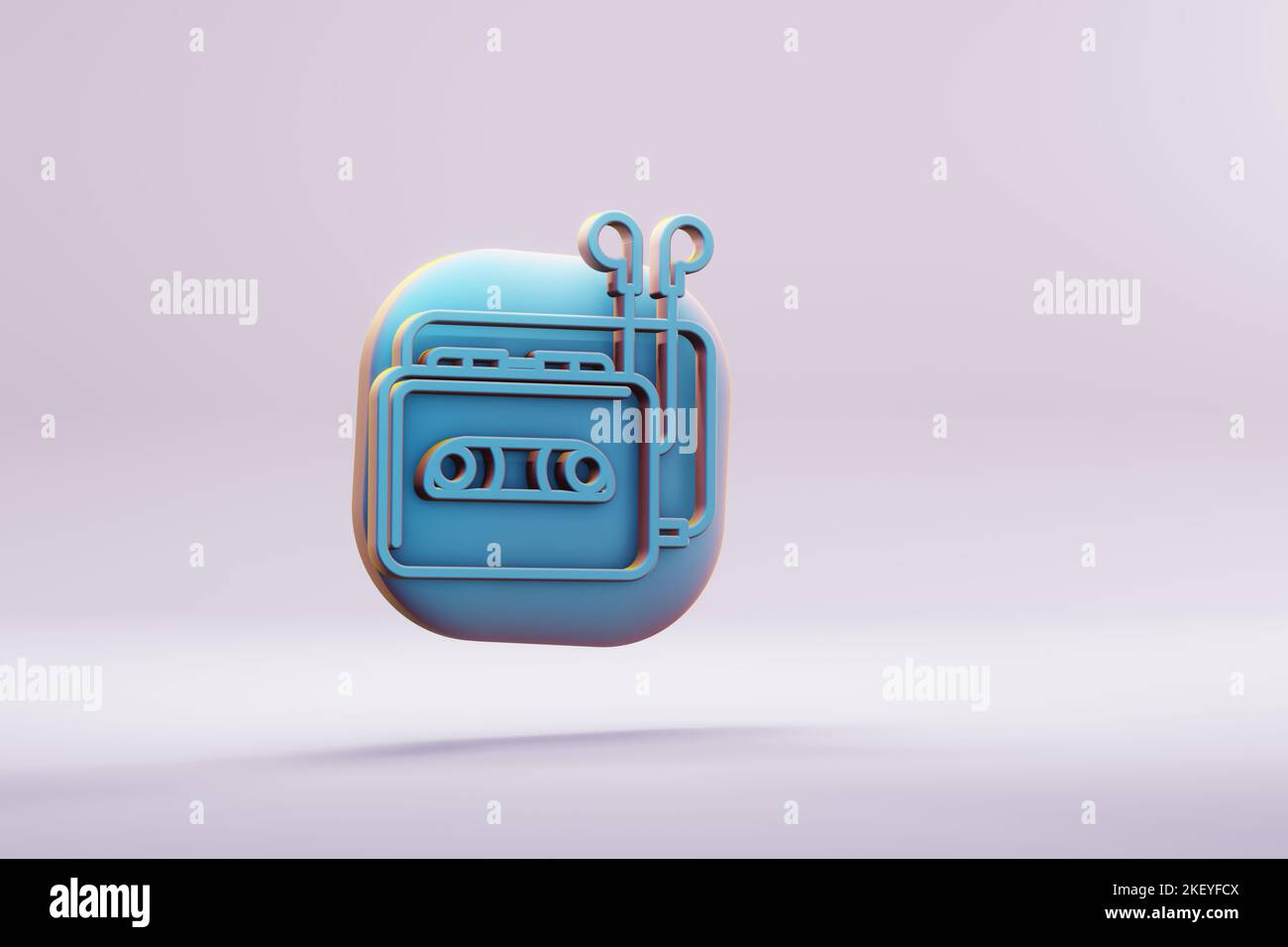 Beautiful illustration musical instrument blue Walkman and Earphones ...