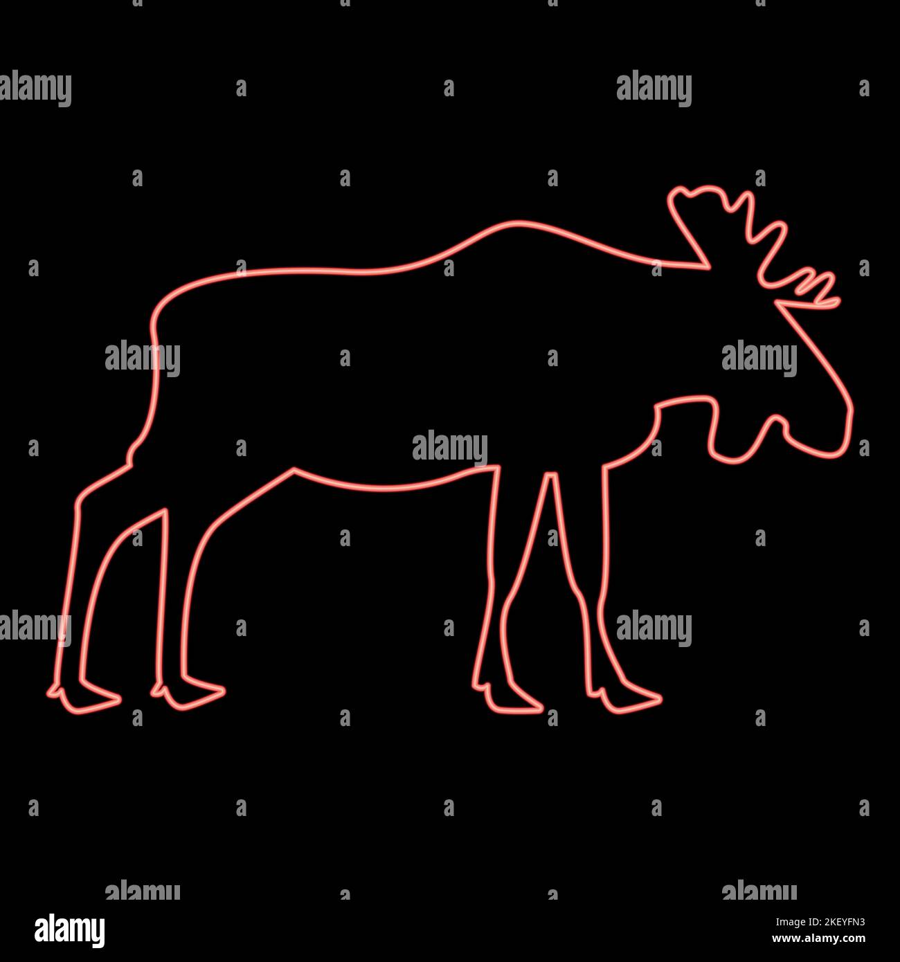 Neon moose elt red color vector illustration image flat style light ...