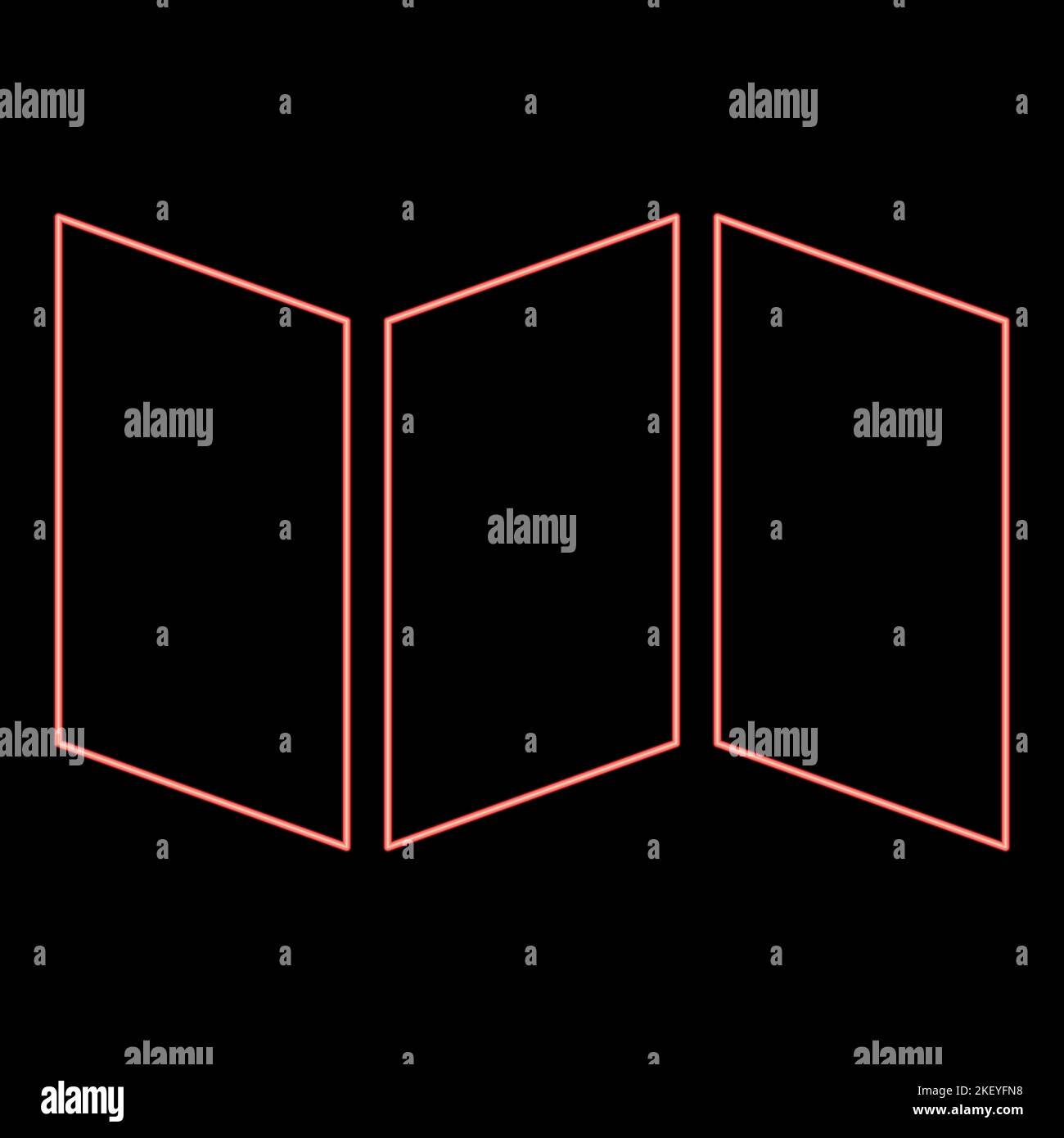 Neon map red color vector illustration image flat style light Stock ...