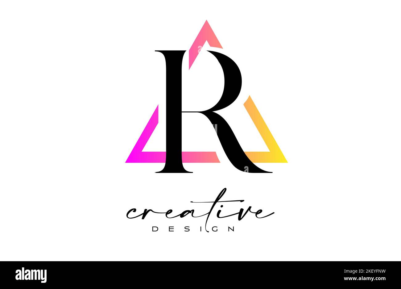 Letter R Logo inside a Triangle with creative Cut Design. Serif Letter ...