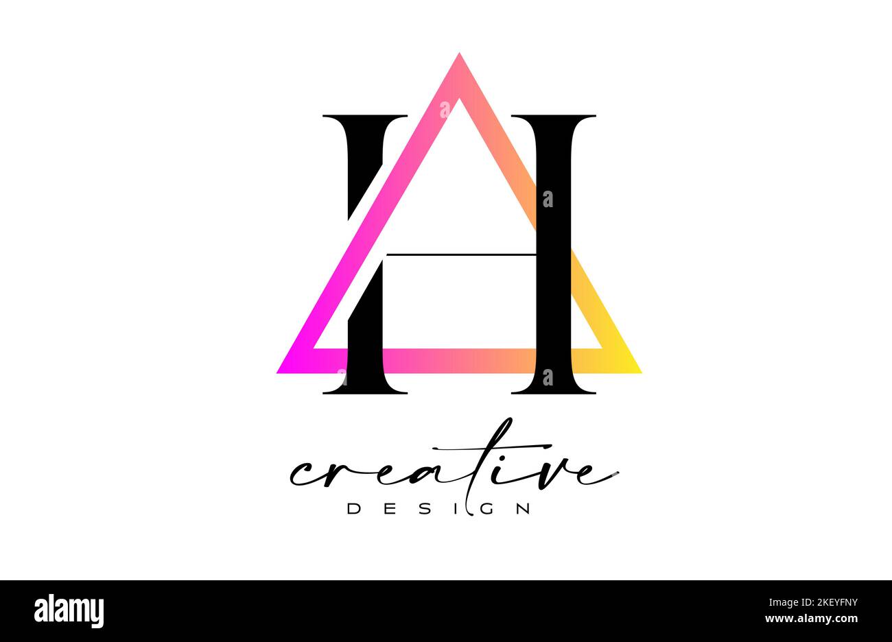 Letter H Logo inside a Triangle with creative Cut Design. Serif Letter ...