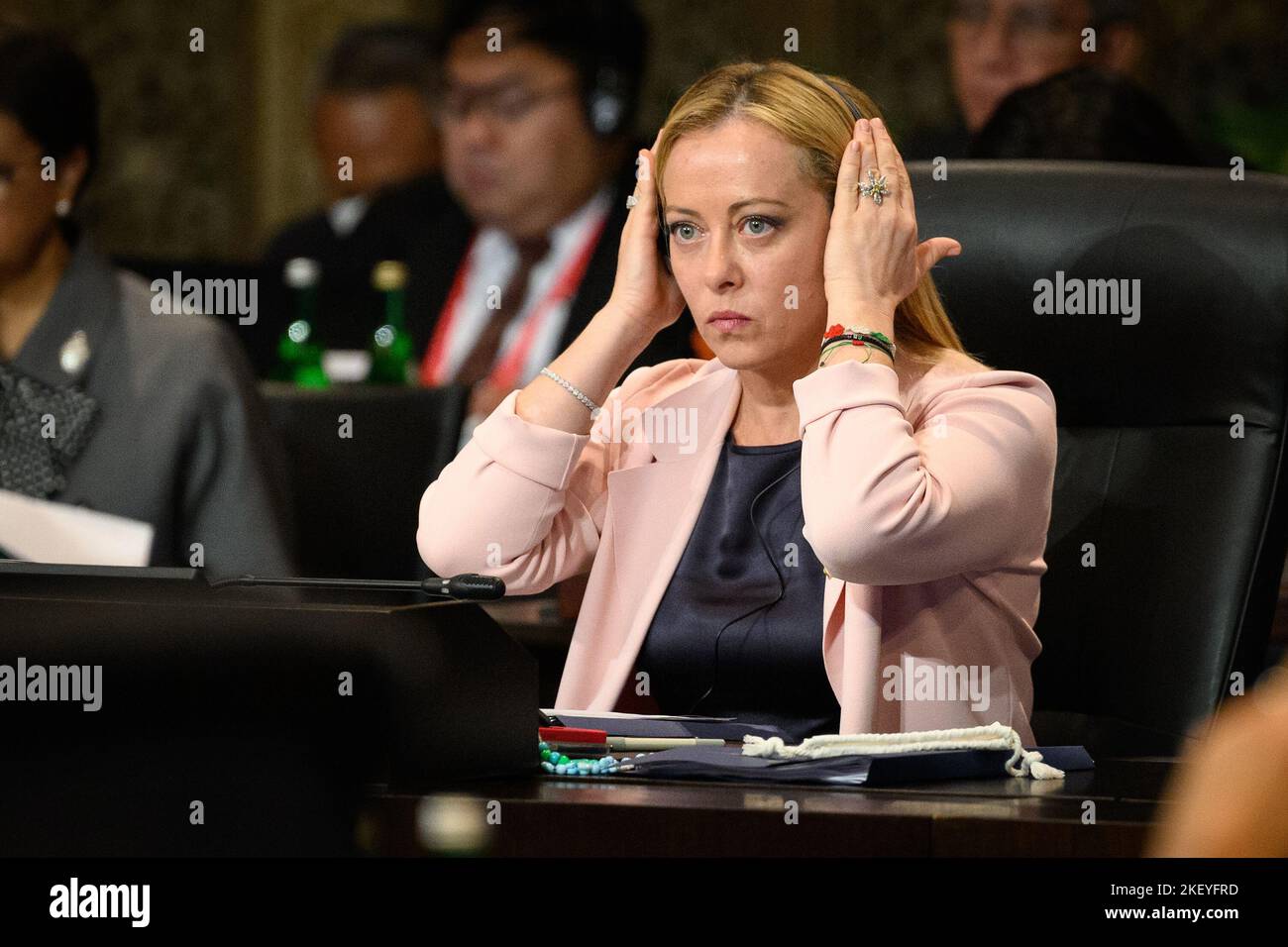 Prime Minister Giorgia Meloni of Italy attends a working session on ...