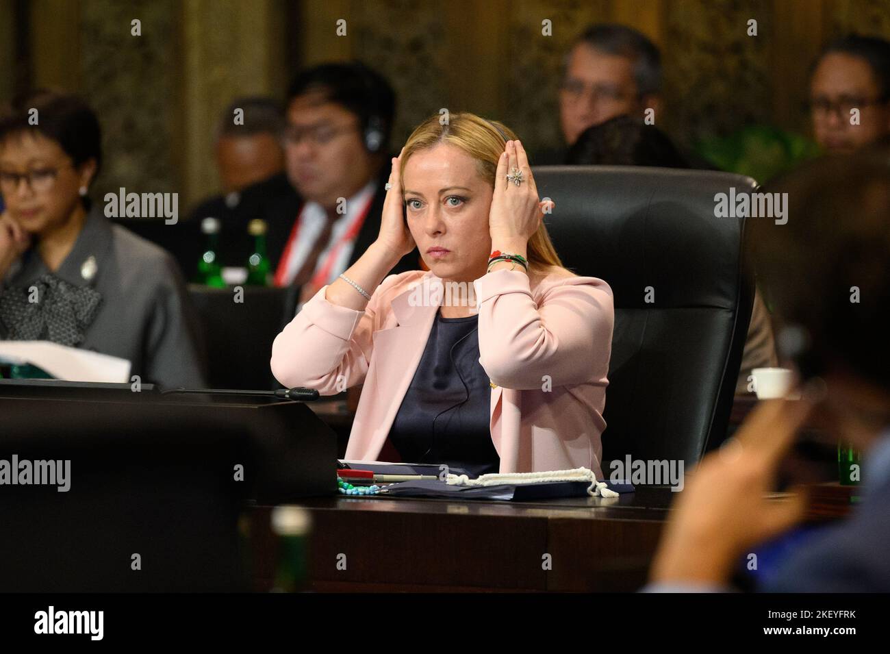 Prime Minister Giorgia Meloni of Italy attends a working session on ...