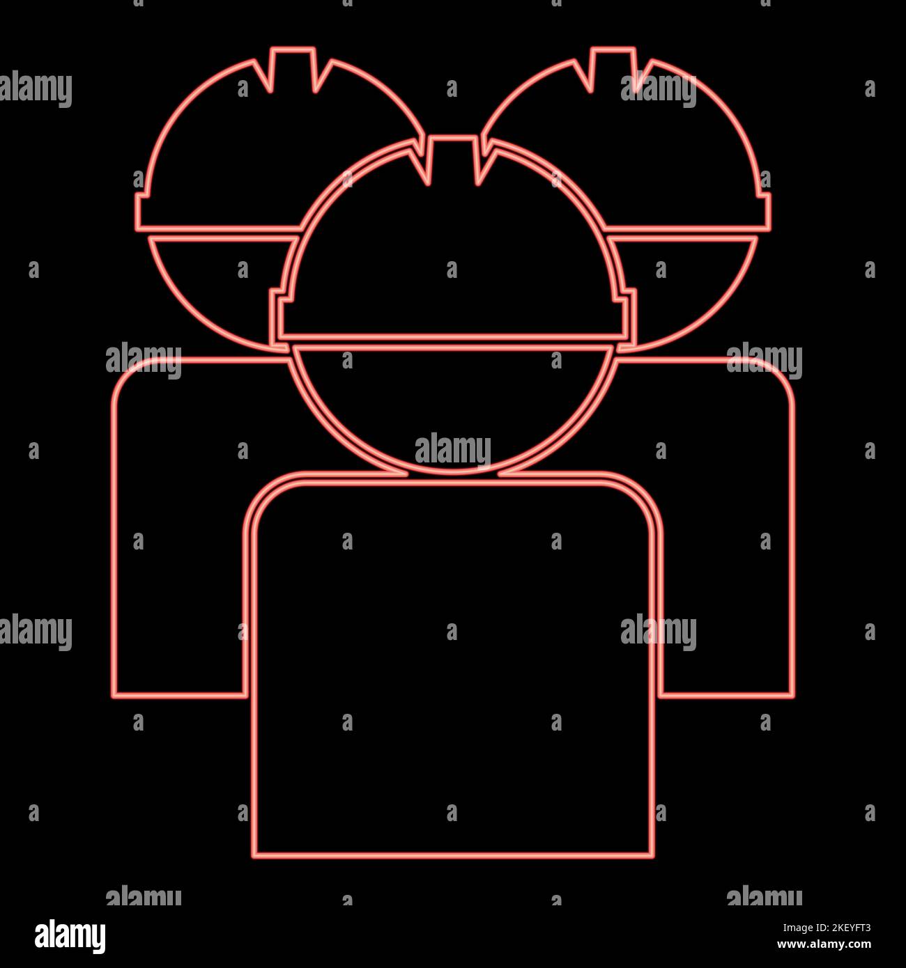 Neon labors group workers in helmet red color vector illustration image ...