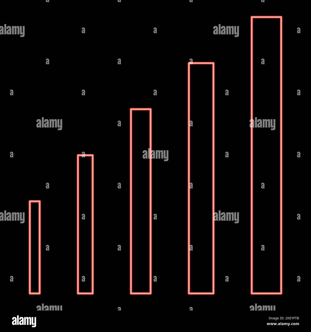 Neon growth chart red color vector illustration image flat style light ...