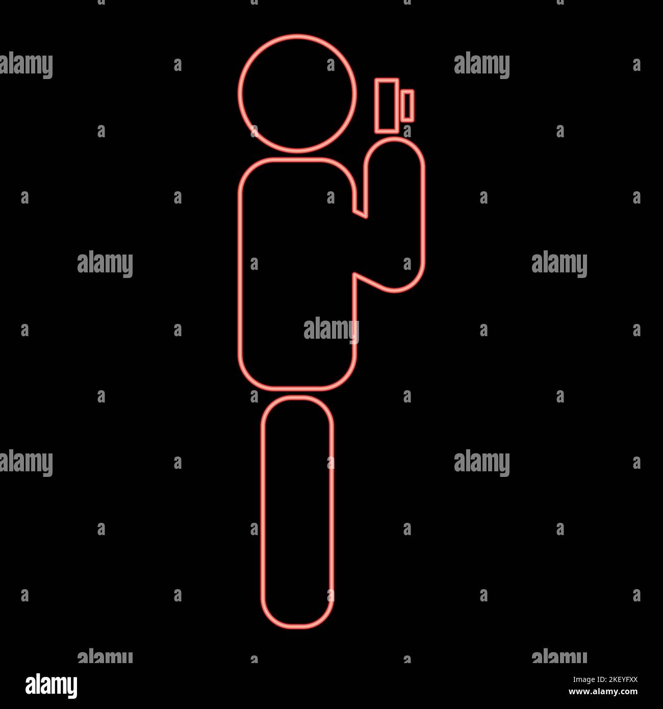 Neon photographer stick red color vector illustration image flat style ...