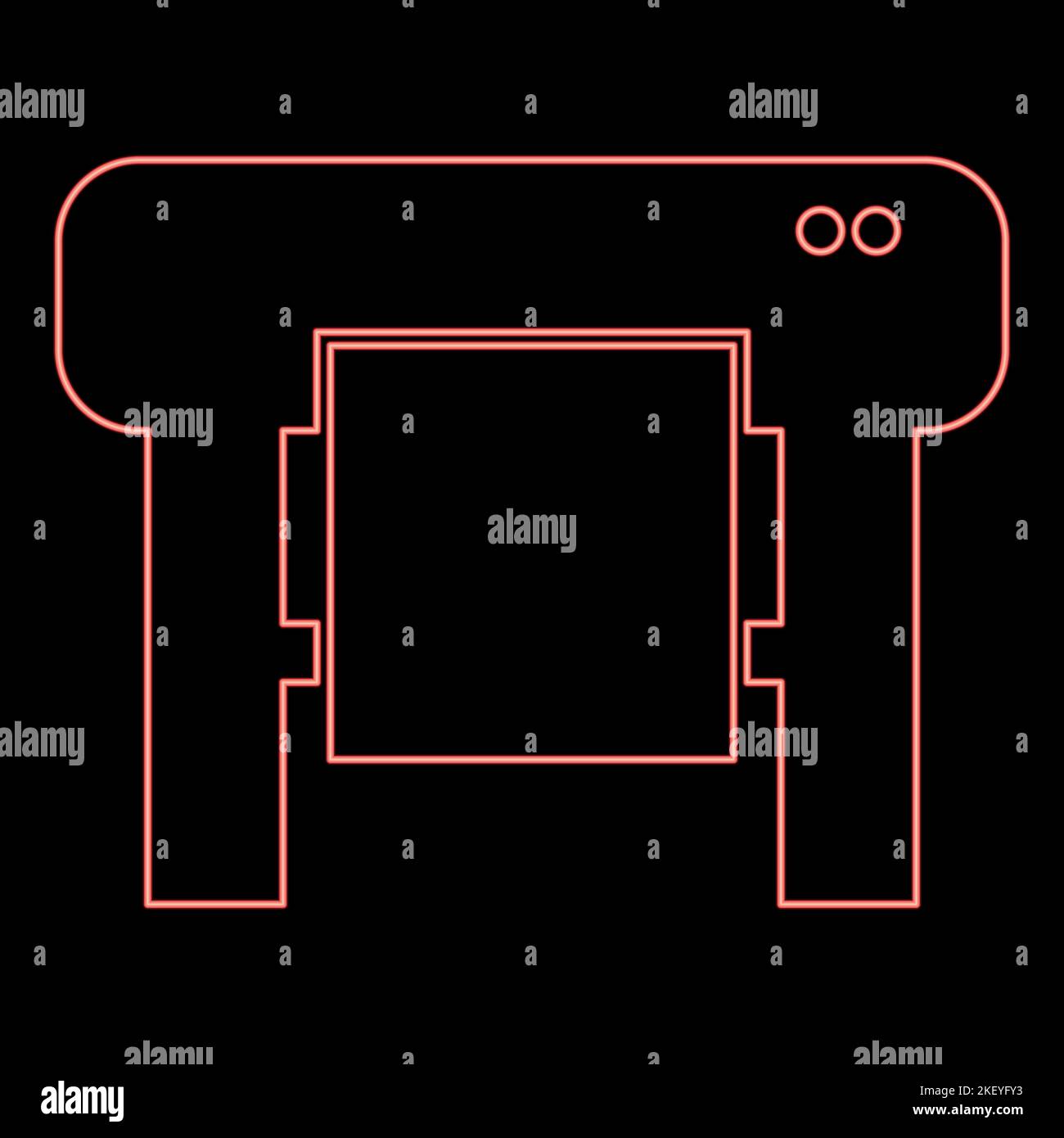 Neon Plotter Red Color Vector Illustration Image Flat Style Light Stock