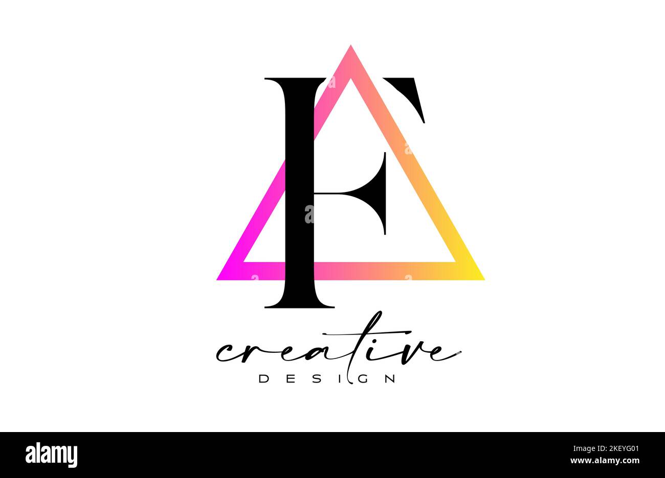 Letter F Logo inside a Triangle with creative Cut Design. Serif Letter ...