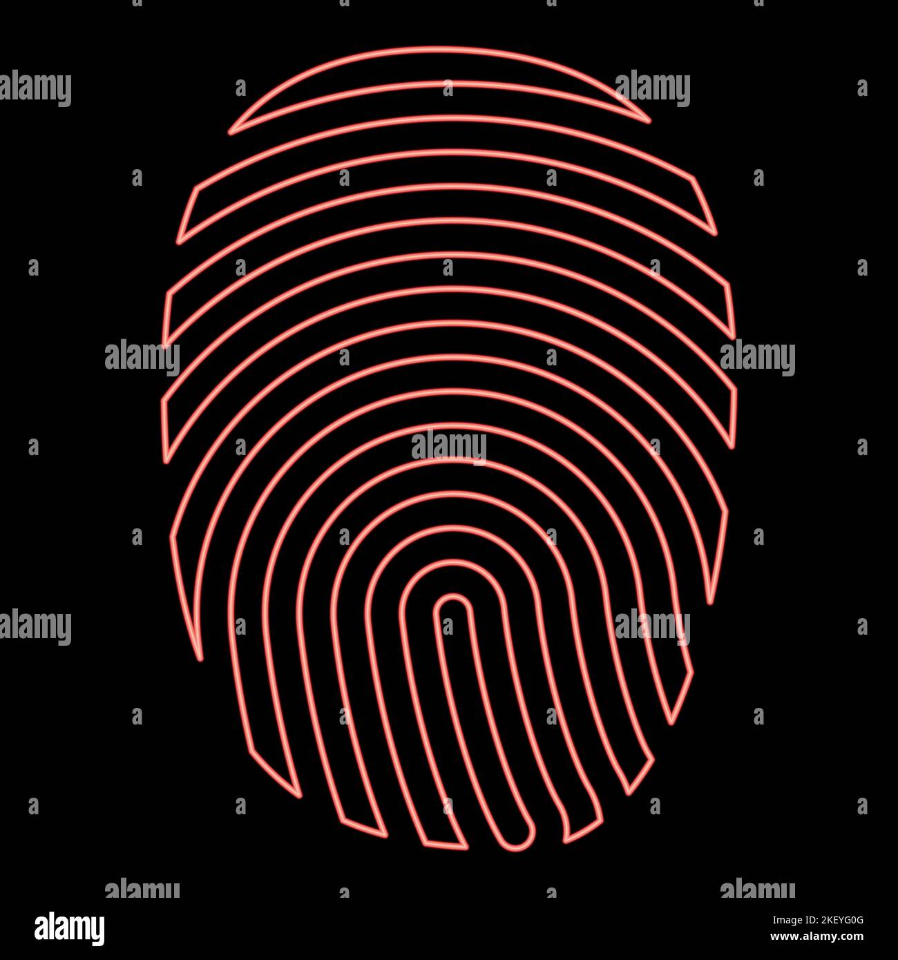 Neon fingerprint red color vector illustration image flat style light ...
