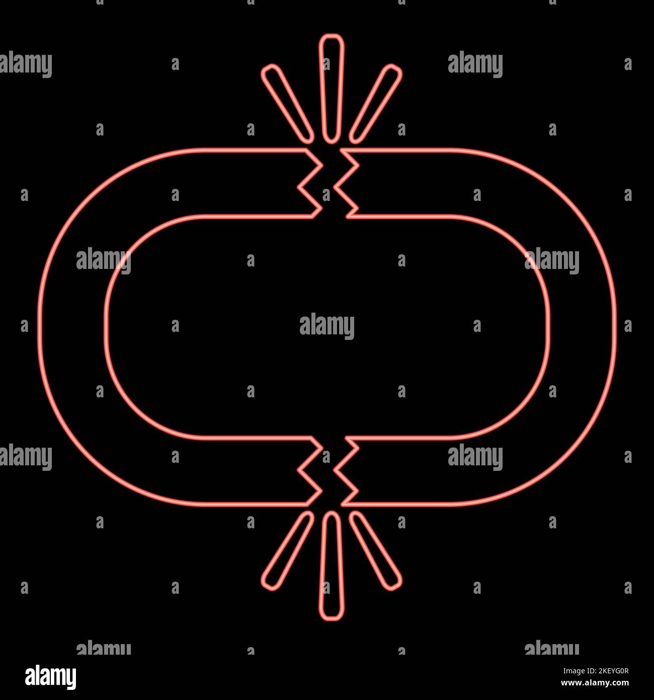 Neon broken link red color vector illustration image flat style light ...