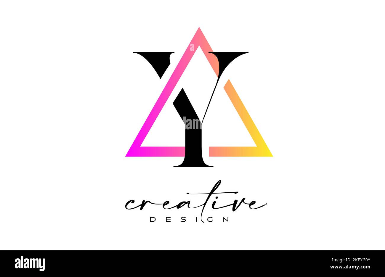 Letter Y Logo inside a Triangle with creative Cut Design. Serif Letter ...