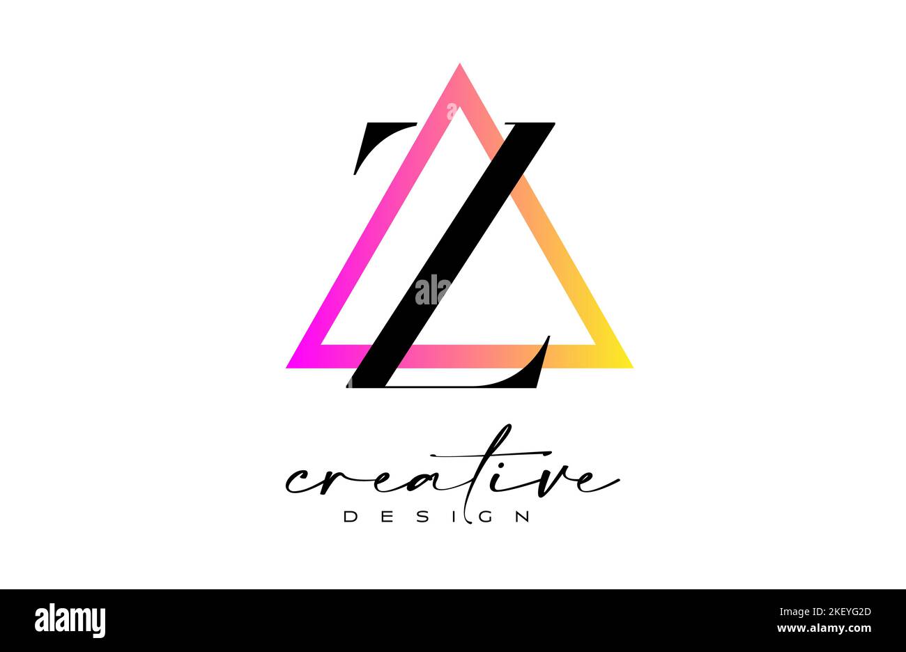 Letter Z Logo inside a Triangle with creative Cut Design. Serif Letter ...