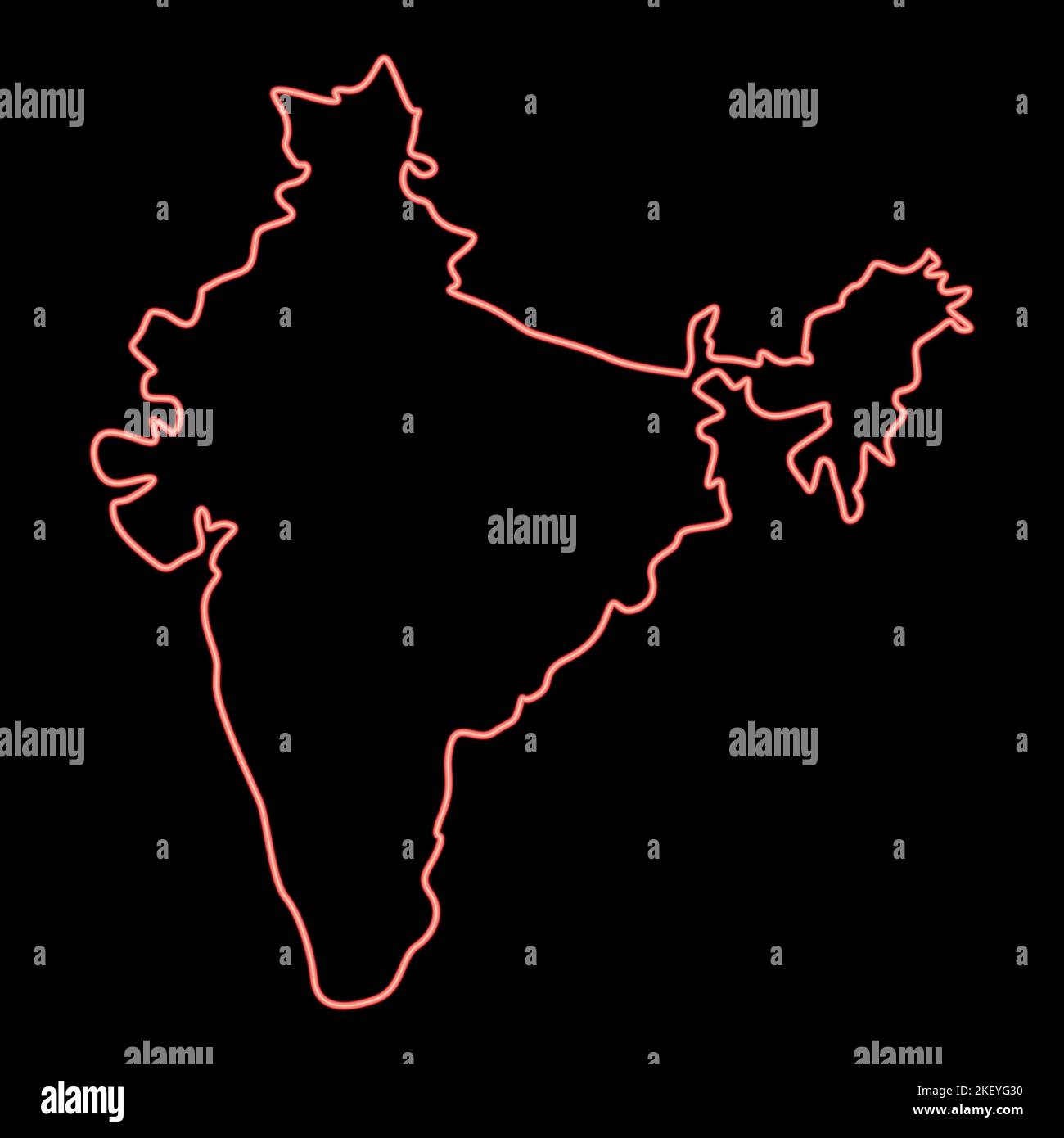 Neon map of india red color vector illustration image flat style light ...