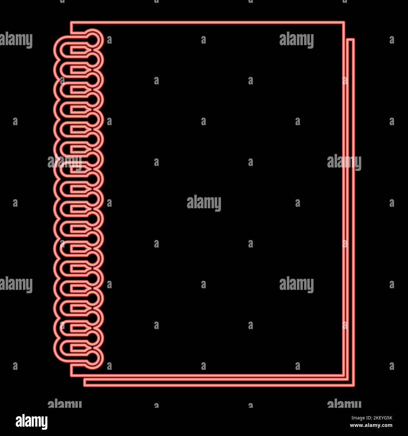 Neon notebook with spring red color vector illustration image flat ...