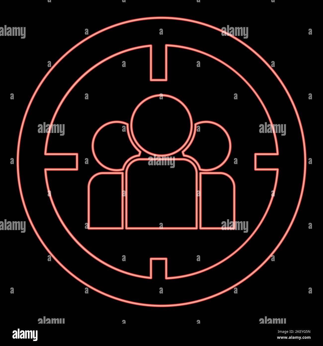 Neon people in target or target audience red color vector illustration ...