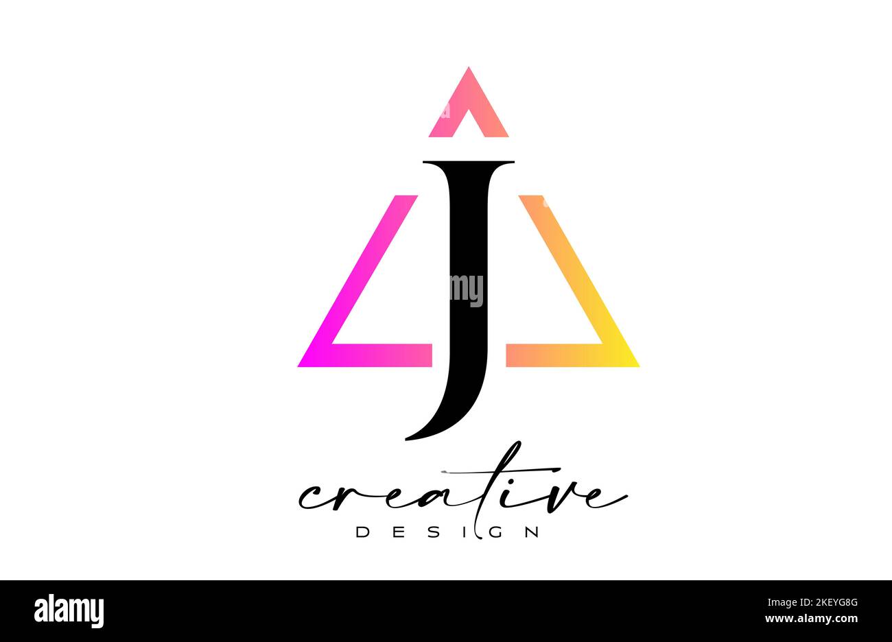 Letter J Logo inside a Triangle with creative Cut Design. Serif Letter ...