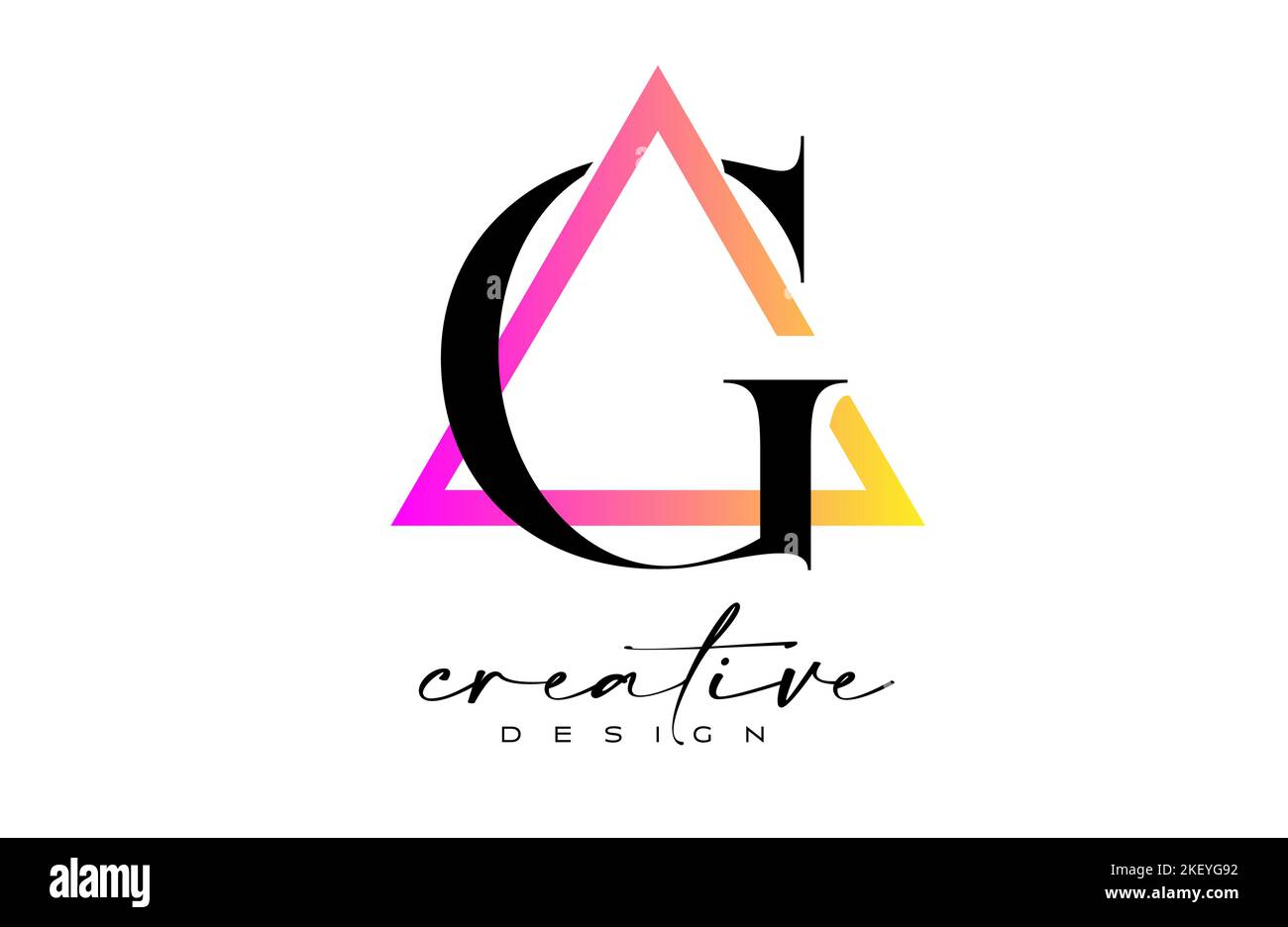 Letter G Logo inside a Triangle with creative Cut Design. Serif Letter ...