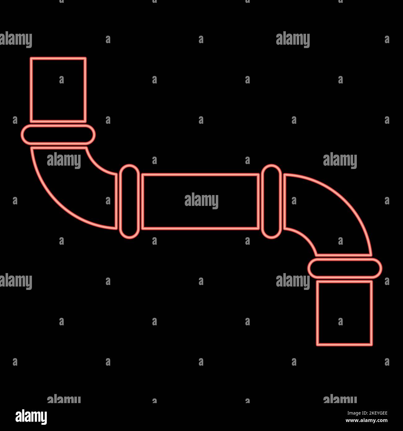 Neon pipe red color vector illustration image flat style light Stock ...