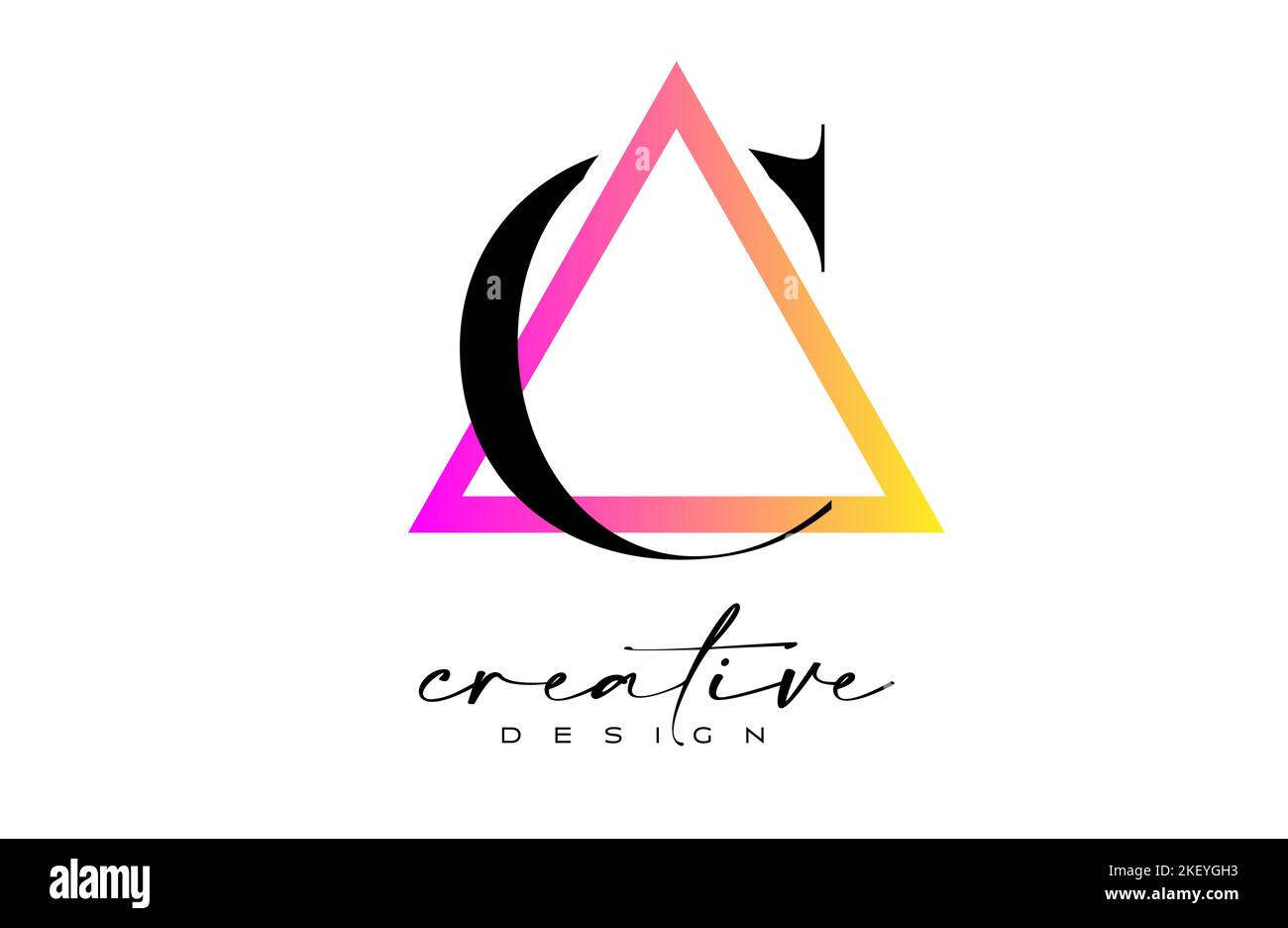 Letter C Logo inside a Triangle with creative Cut Design. Serif Letter ...