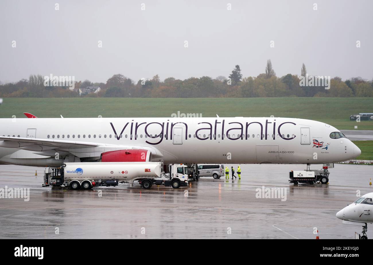 A Virgin Atlantic A350 Airbus, featuring Rain Bow ahead of departure at ...