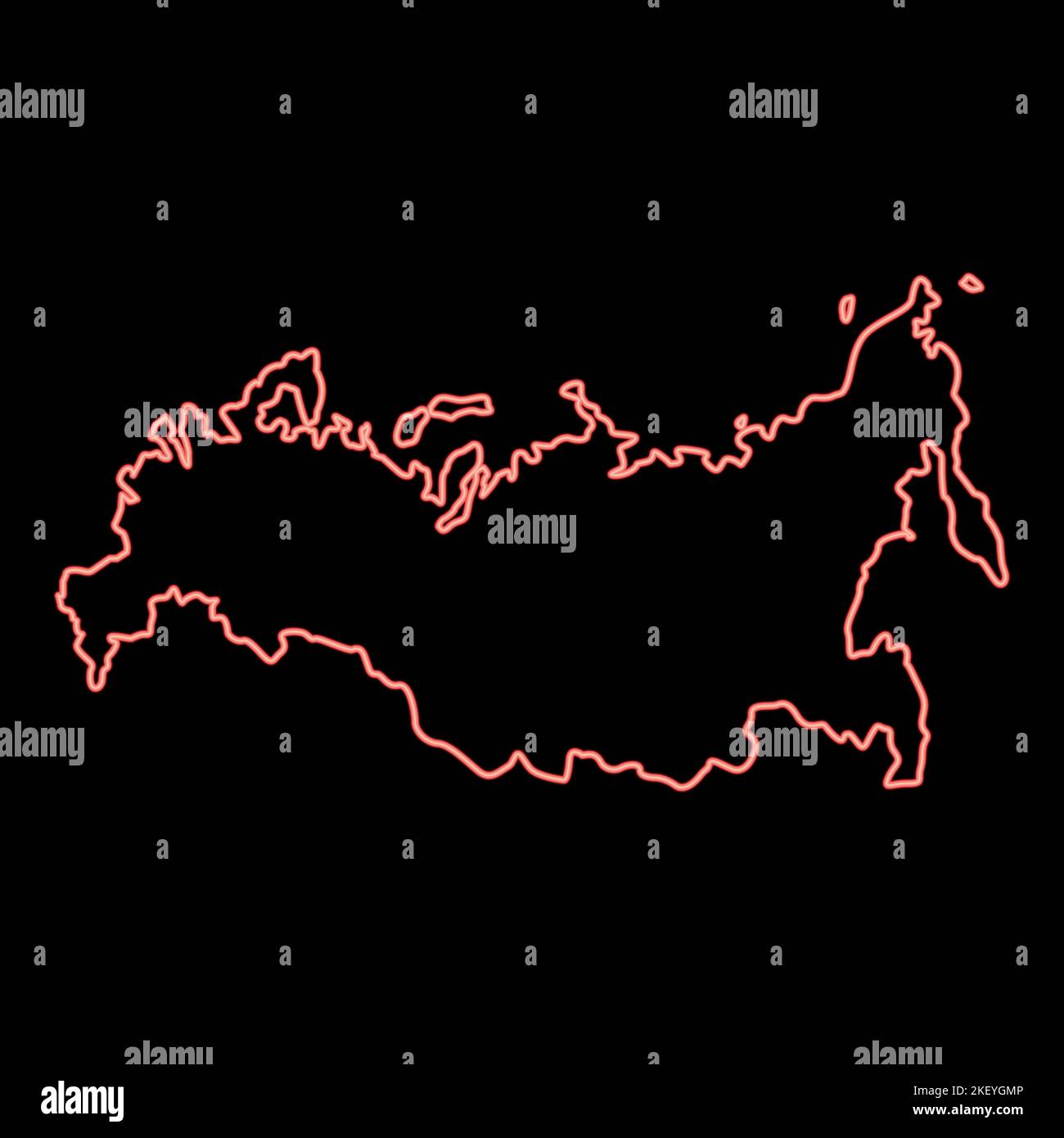 Neon map of russian red color vector illustration image flat style ...